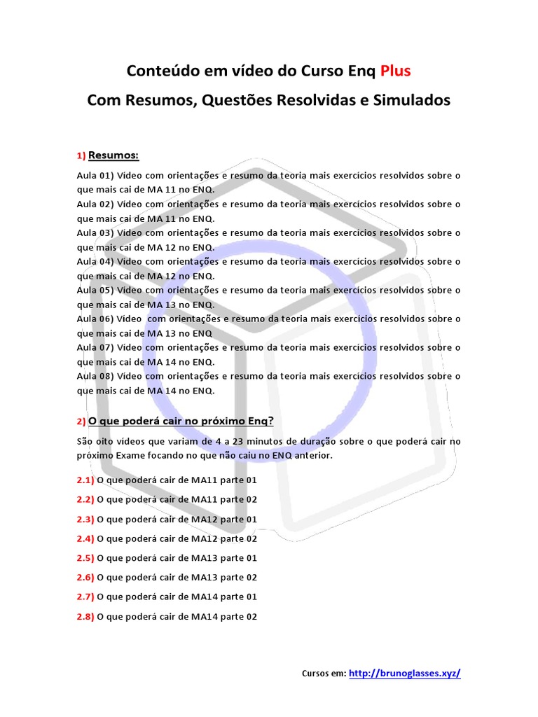 Conteúdo em Vídeo Do Curso Enq Plus Mestrado Profmat | PDF