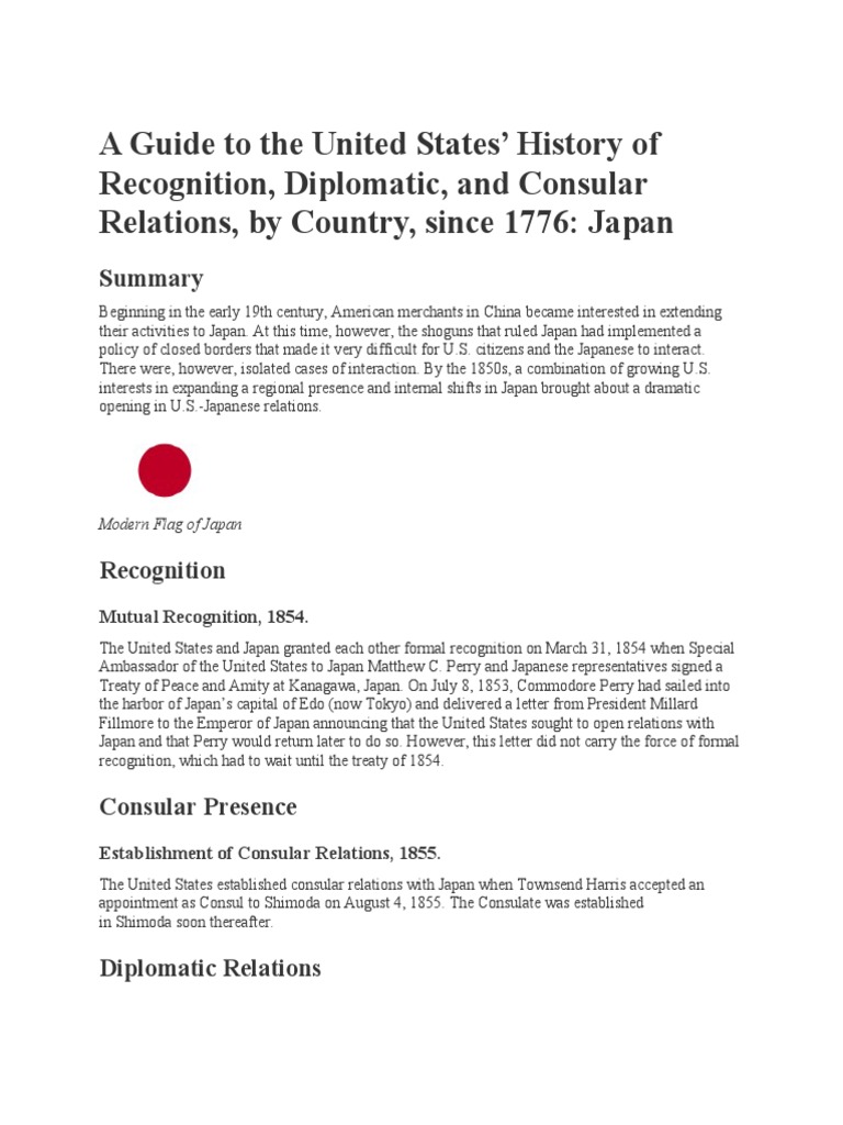 U.S.-Japan Diplomatic Relations History | PDF | Consul (Representative ...