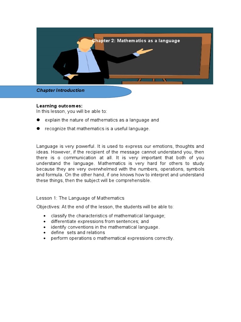 Chapter 2 Mathematics As A Language | PDF | Set (Mathematics) | Bracket