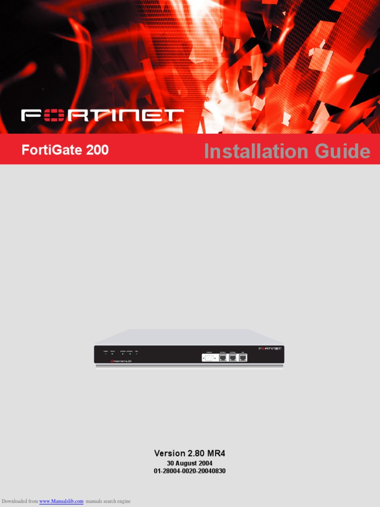 Installation Guide: Fortigate 200 | PDF | World Wide Web | Internet & Web