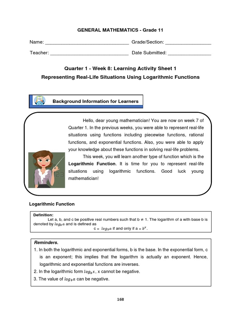 Quarter 1 - Week 8: Learning Activity Sheet 1 Representing Real-Life ...