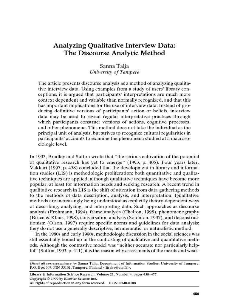 Analyzing Qualitative Data | PDF | Discourse | Qualitative Research