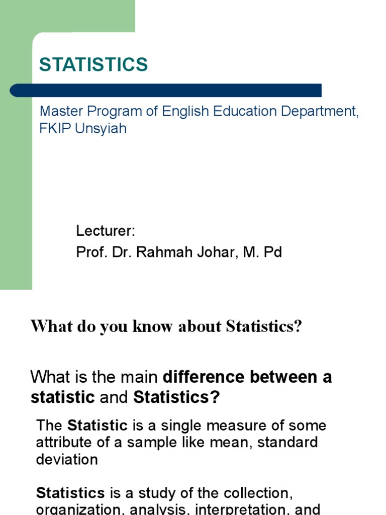 Part 1 Introduction Statistics | PDF