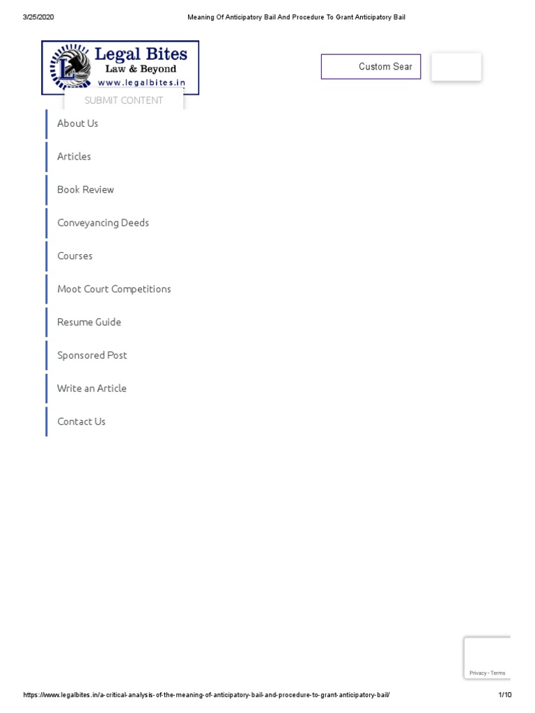 Meaning of Anticipatory Bail and Procedure To Grant Anticipatory Bail | Download Free PDF | Bail ...