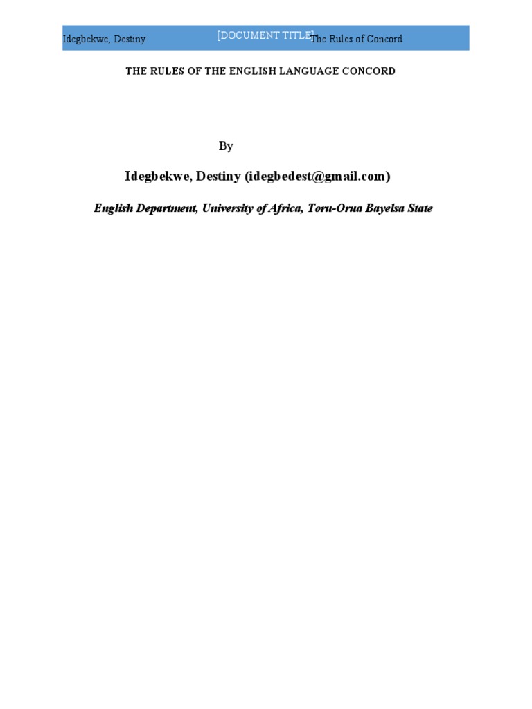 English Concord Rules Guide | PDF | Grammatical Number | Subject (Grammar)