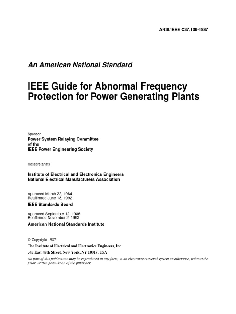 IEEE Guide For Abnormal Frequency Protection For Power Generating ...