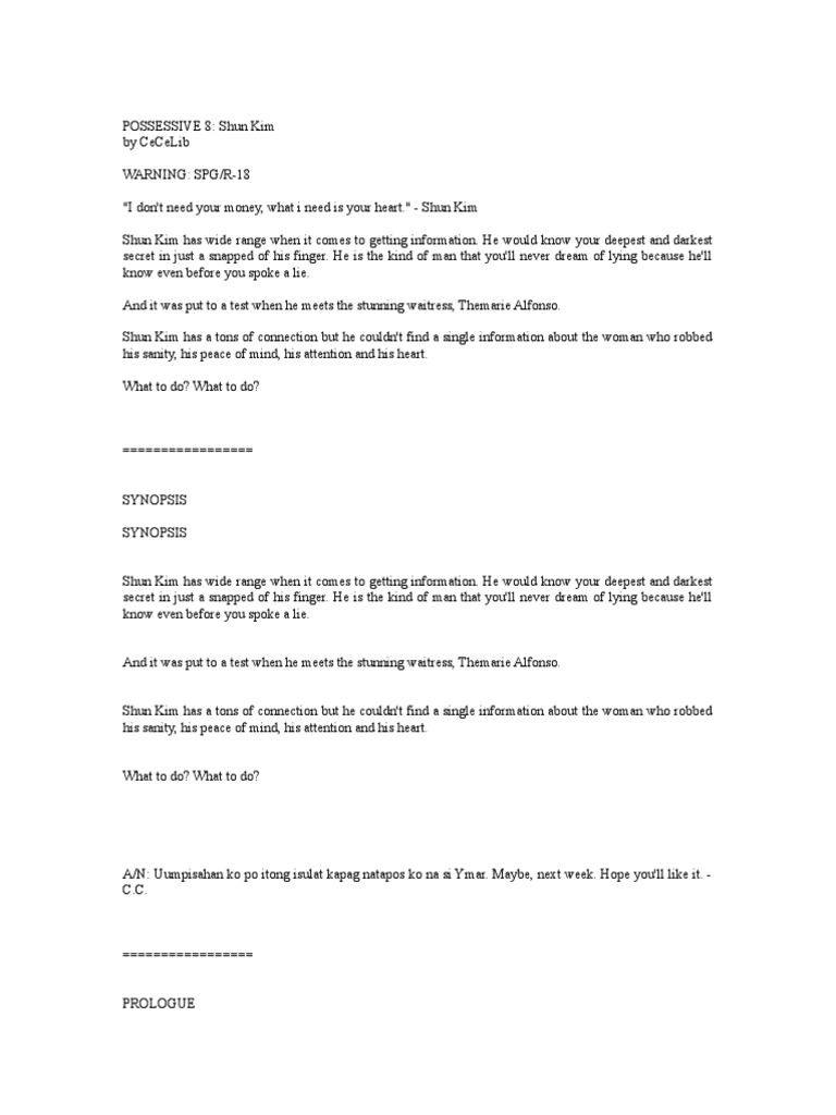 Possessive 08 Shun Kim | PDF | Art | Mystery, Thriller & Crime Fiction