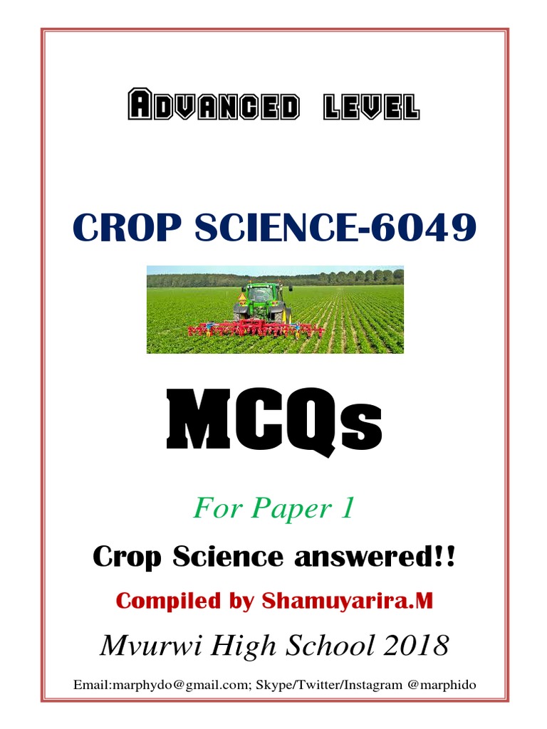 Advanced Level Crop Science MCQs 2018 | PDF | Plant Hormone ...