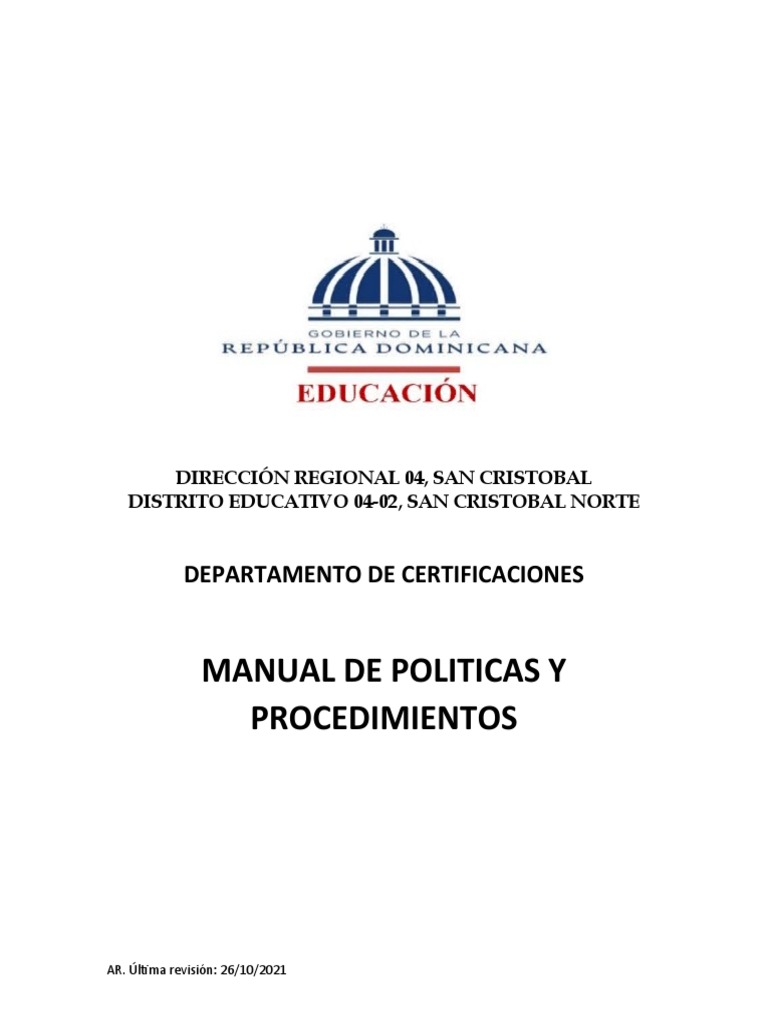 Manual de Politicas y Procedimientos | PDF