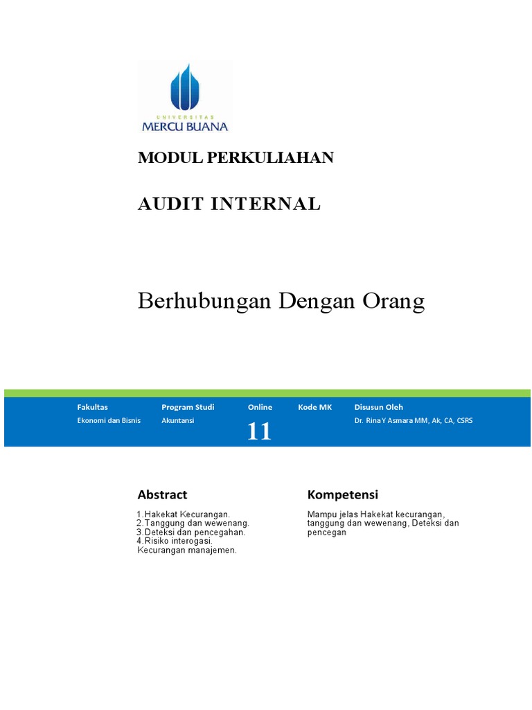 MODUL INTERNAL AUDIT - TM Ke 11 | PDF