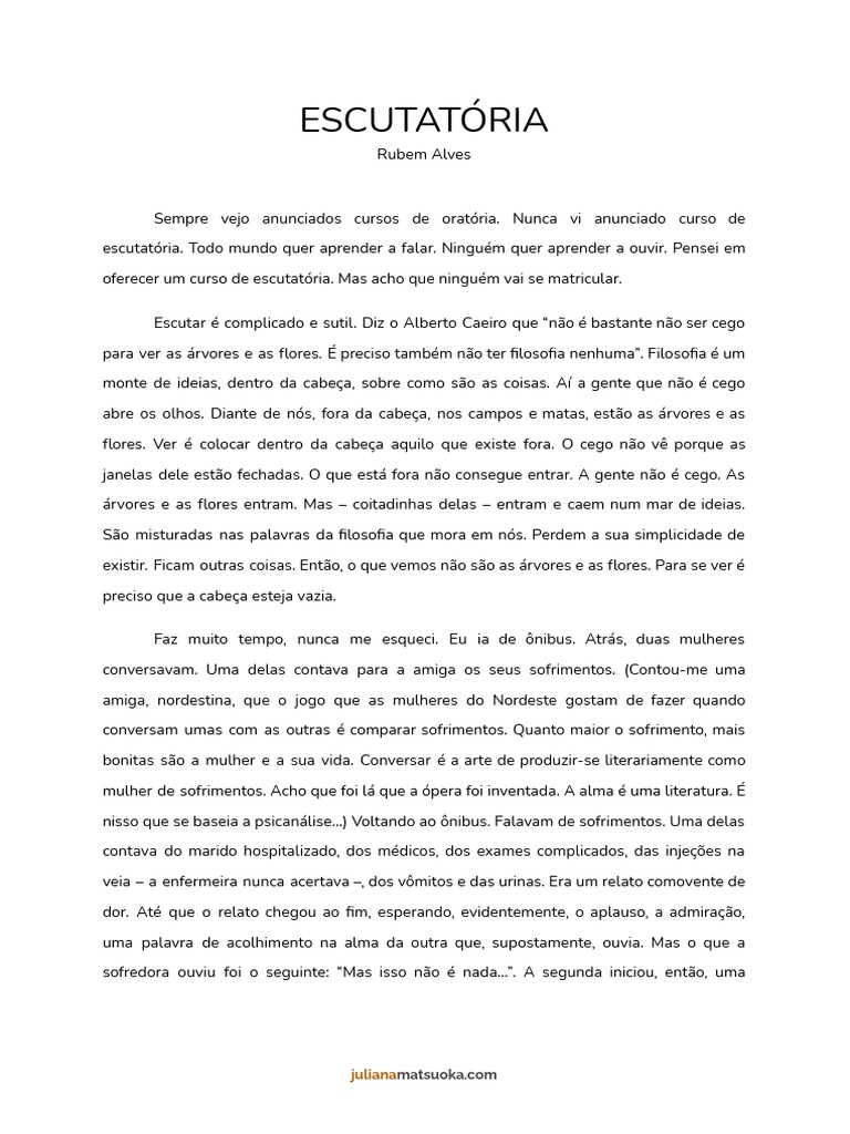 A Arte da Escutatória e Silêncio | PDF | Deficiência visual