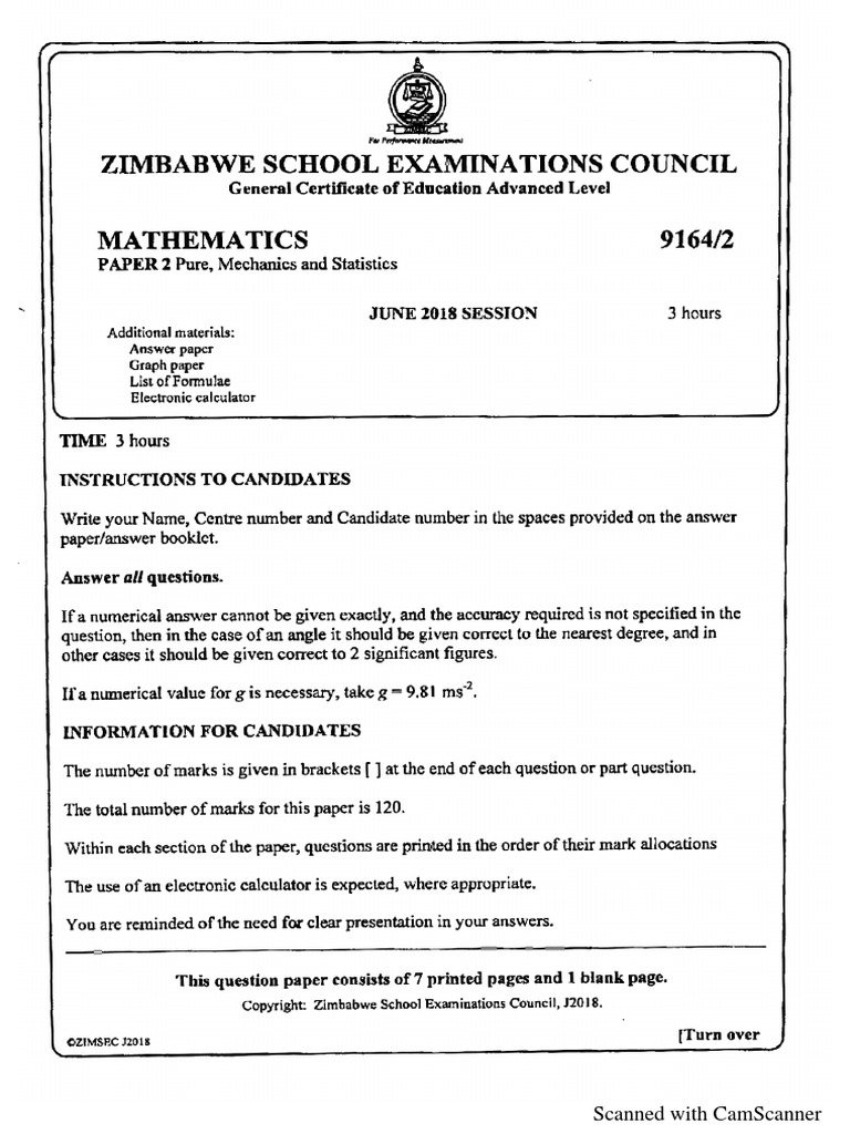 J 2018 P2 A Level Pure Mathematics (The Trotter) | PDF