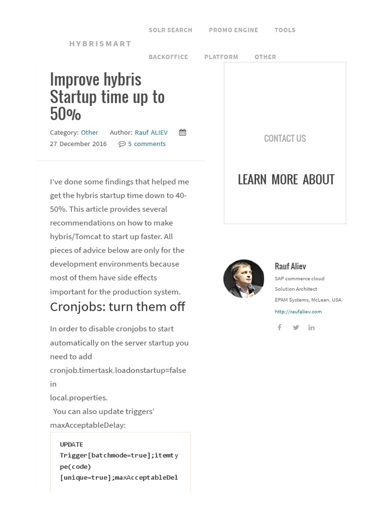 Improve Hybris Startup Time Up To 50% - Hybrismart - SAP Commerce Cloud ...