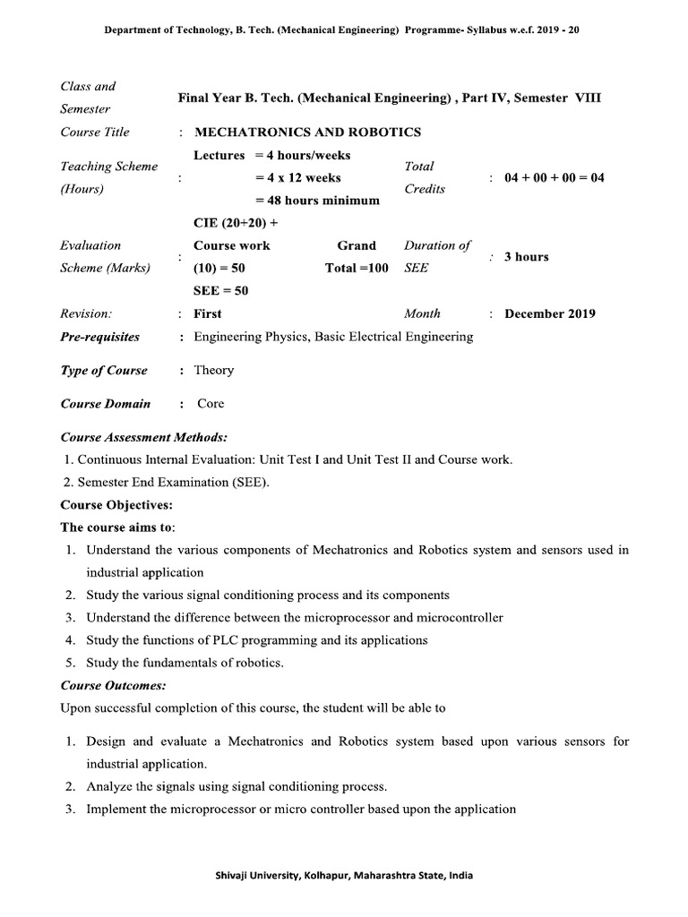 Mechatronics and Robotics | PDF