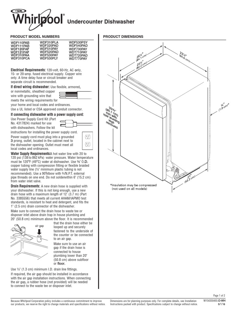WHIRLPOOL dimension-guide-W10435040-D-WH | Download Free PDF ...
