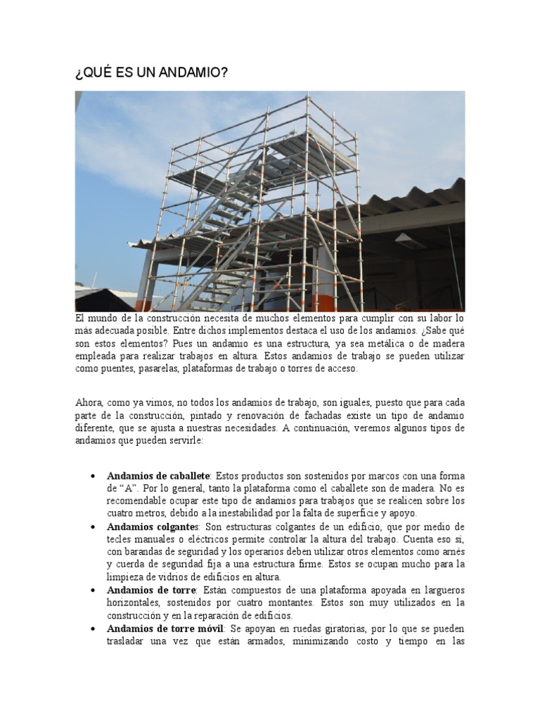 Definición y tipos de andamios | PDF | Andamio