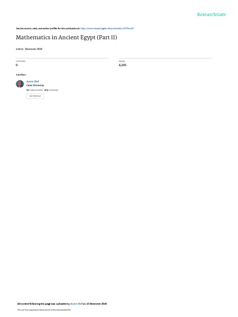 Unit 1 - Lesson 1 Mathematics in Ancient Egypt | PDF | Ancient Egypt ...