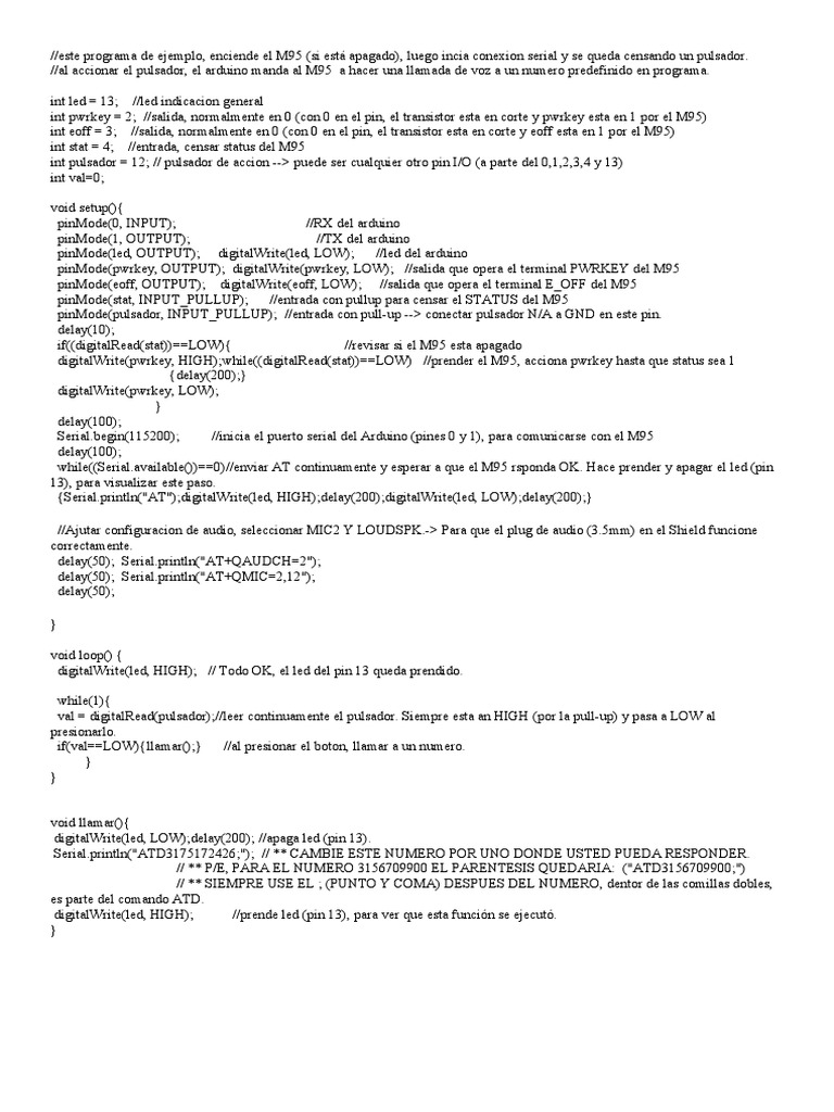 Programa Ejemplo Arduino M95 | PDF | Arduino | Electrónica