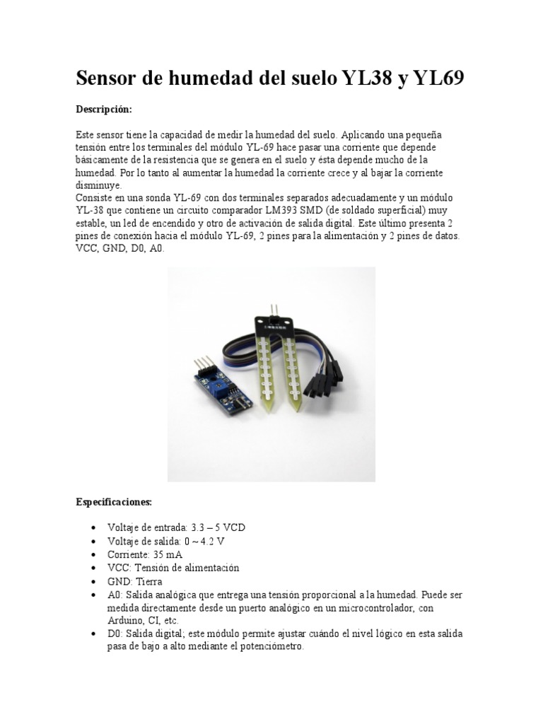 Sensor de Humedad Del Suelo YL38 y YL69 | PDF | Tecnología