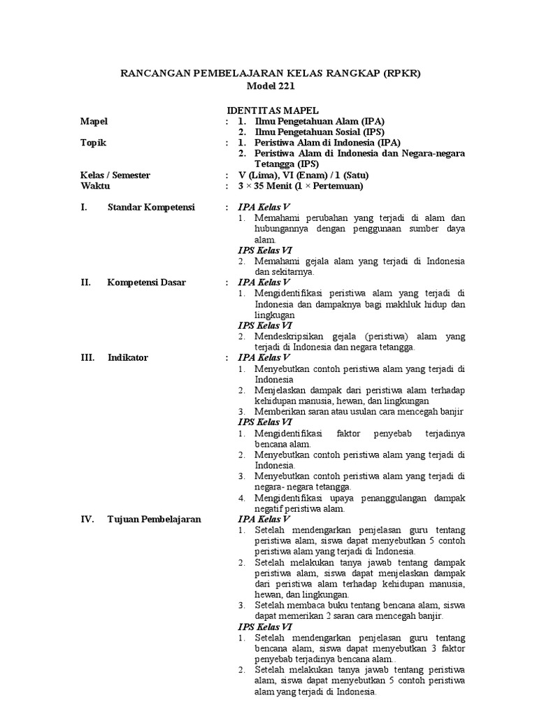 Rancangan Pembelajaran Peristiwa Alam | PDF | Kajian Bahasa Asing ...