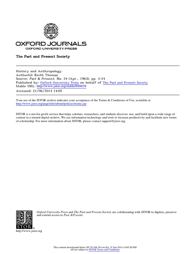 Past & Present Volume Issue 24 1963 (Doi 10.2307/649839) Keith Thomas ...
