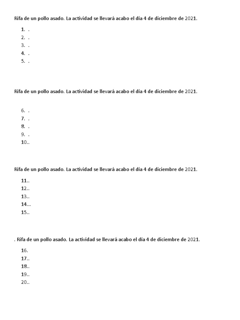 Rifa de Pollo Asado 4 Dic 2021 | PDF