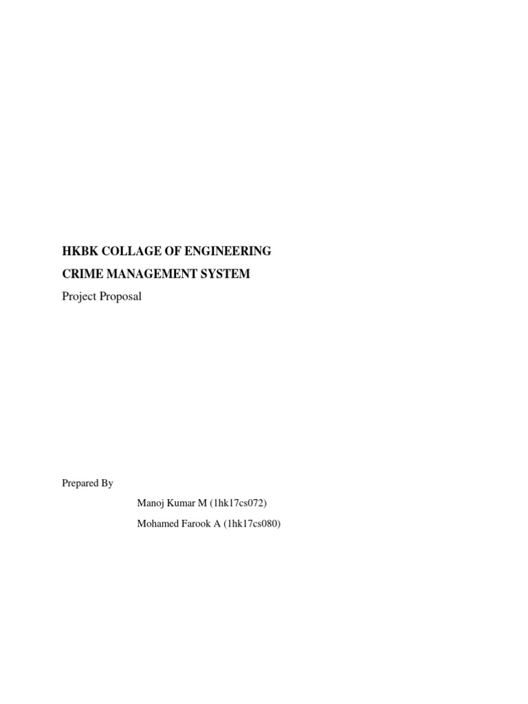 HKBK Collage of Engineering Crime Management System: Project Proposal ...