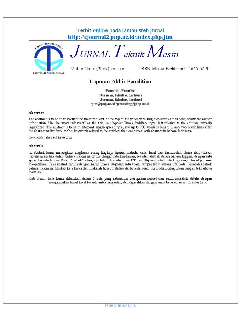 Template JTM | PDF | Metode & Bahan Ajar