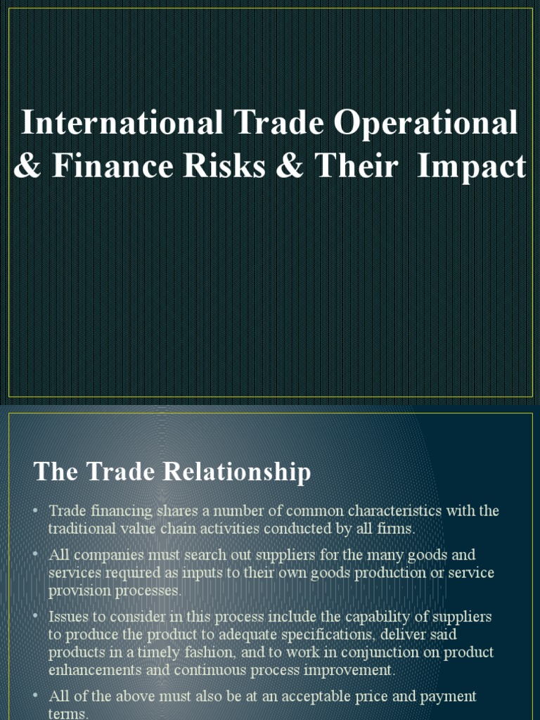 International Trade Operational & Finance Risks & Their Impact | PDF ...