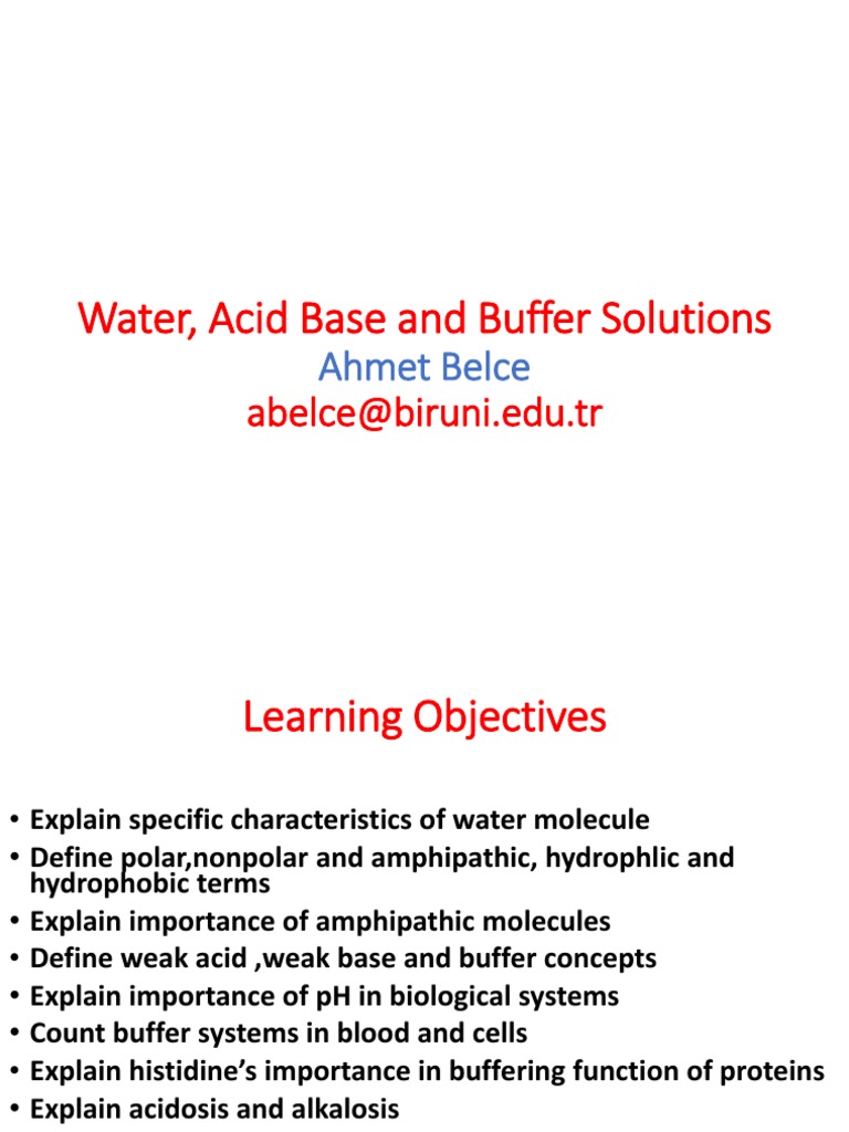 1.water, Acids, Bases, Buffer Solutions in Biochemistry | PDF ...