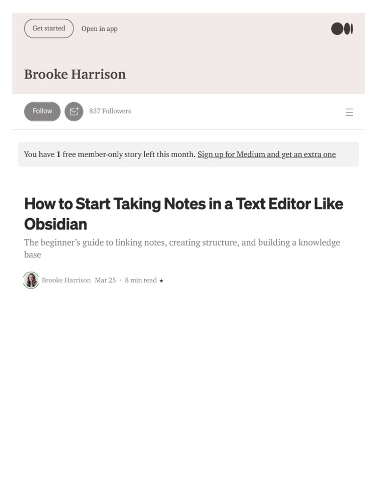 How To Start Taking Notes in A Text Editor Like Obsidian | PDF ...