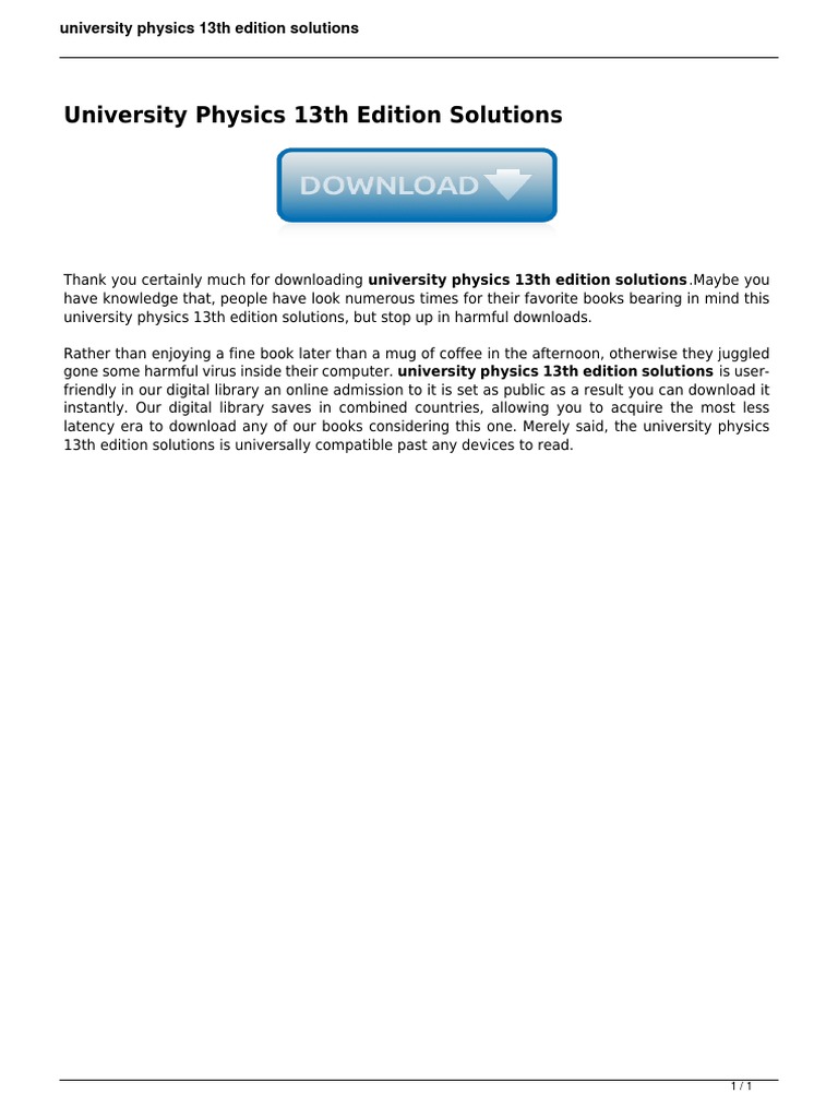 University Physics 13th Edition Solutions | PDF