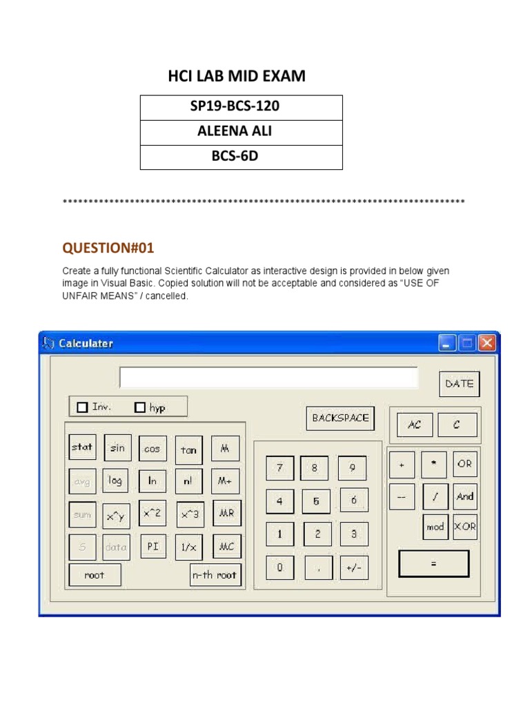 Hci Lab Mid Exam | PDF | Visual Basic .Net | Computer Programming