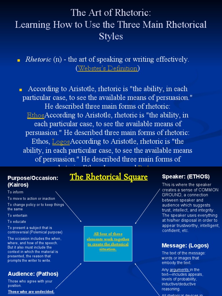 The Art of Rhetoric: Learning How To Use The Three Main Rhetorical ...