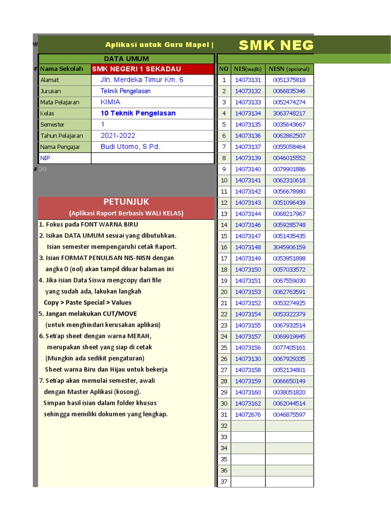 DafNil Nilai Raport X PENGELASAN | PDF