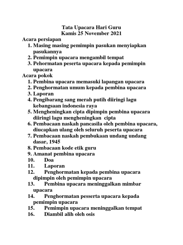 Tata Upacara Hari Guru | PDF