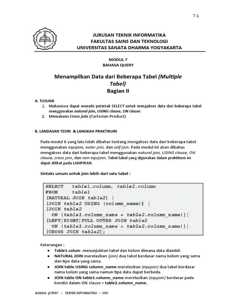 MODUL 7 Bahasa Query - Menampilkan Data Dari Multiple Table - Bag2 ...