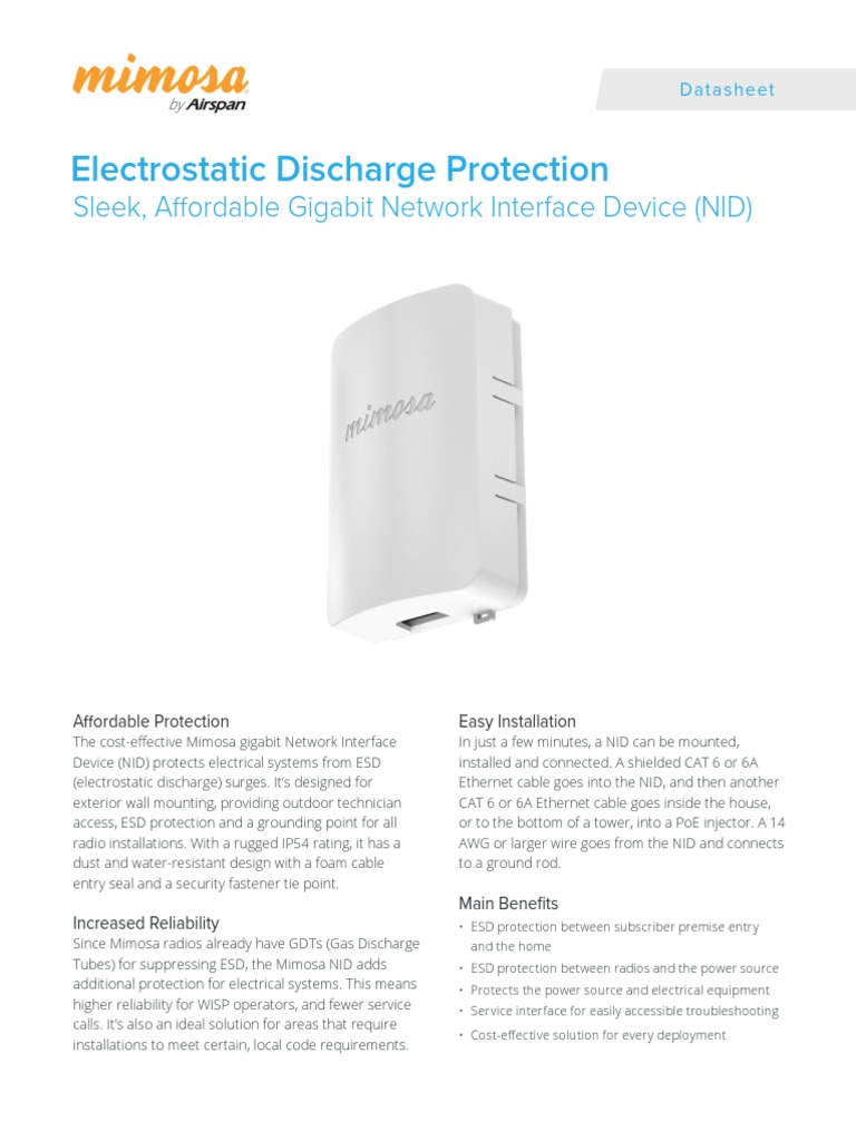 Electrostatic Discharge Protection: Sleek, Affordable Gigabit Network Interface Device (NID ...