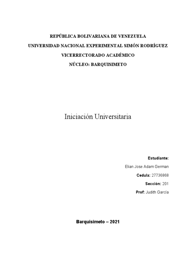Unidad 1 Iniciación Universitaria - Elian Adam | PDF | Universidad ...