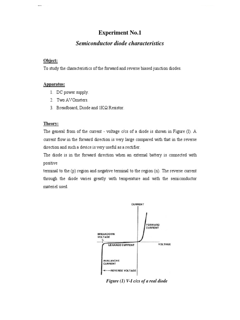 Lab 2 Semiconductor Diode Characteristics | PDF | Diode | Volt