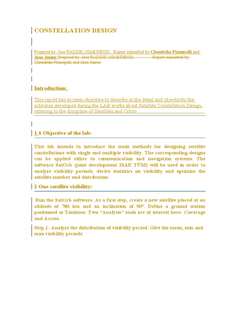 Constellation Design Report | PDF | Orbital Inclination | Satellite