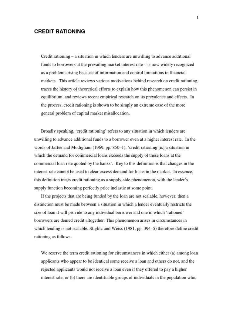 Credit Rationing | PDF | Interest | Loans