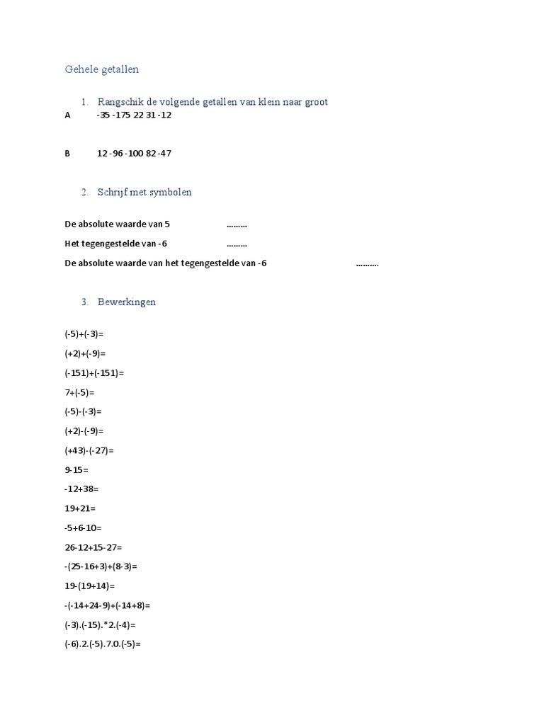 Wiskunde 1ste Graad | PDF