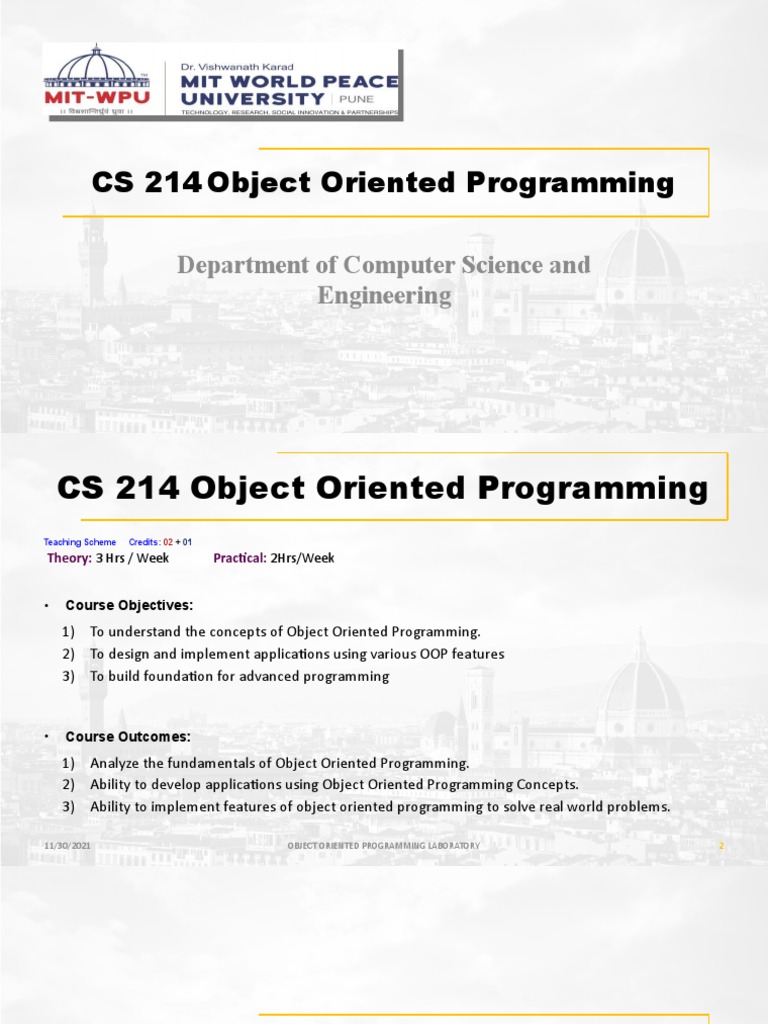 CS 214 Object Oriented Programming: Department of Computer Science and Engineering | PDF ...