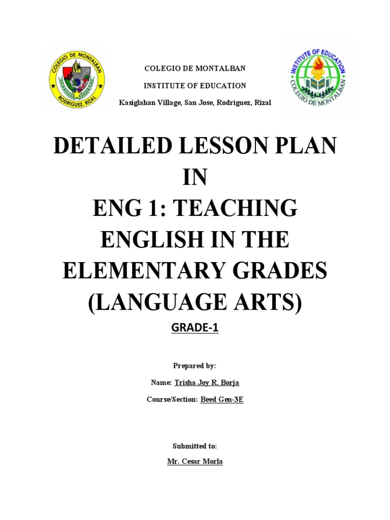 Detailed Lesson Plan IN Eng 1: Teaching English in The Elementary ...