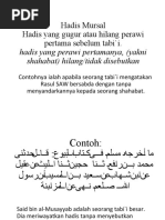 PENGERTIAN DAN CONTOH HADITS MARFU, Mauquf, Dan Maqthu' | PDF