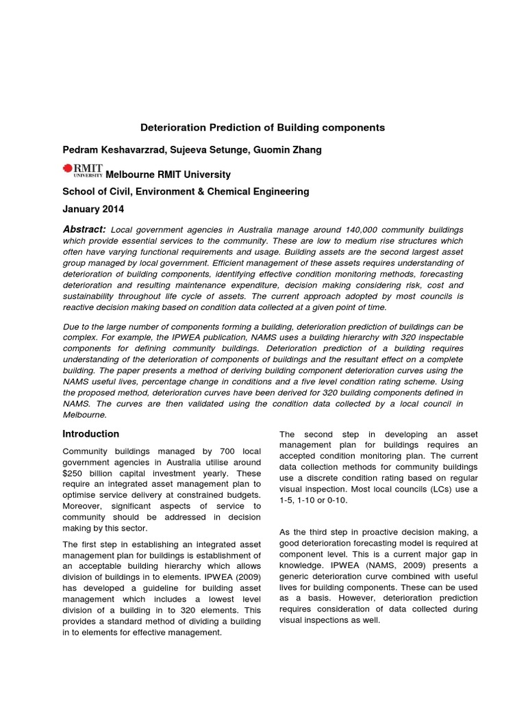 Deterioration Prediction of Building Components | PDF | Markov Chain | Probability Distribution