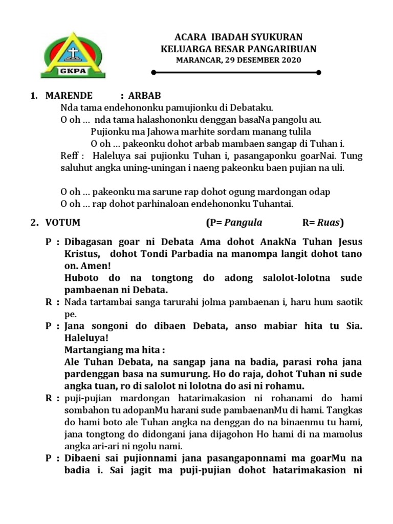 Acara Ibadah Syukuran | PDF