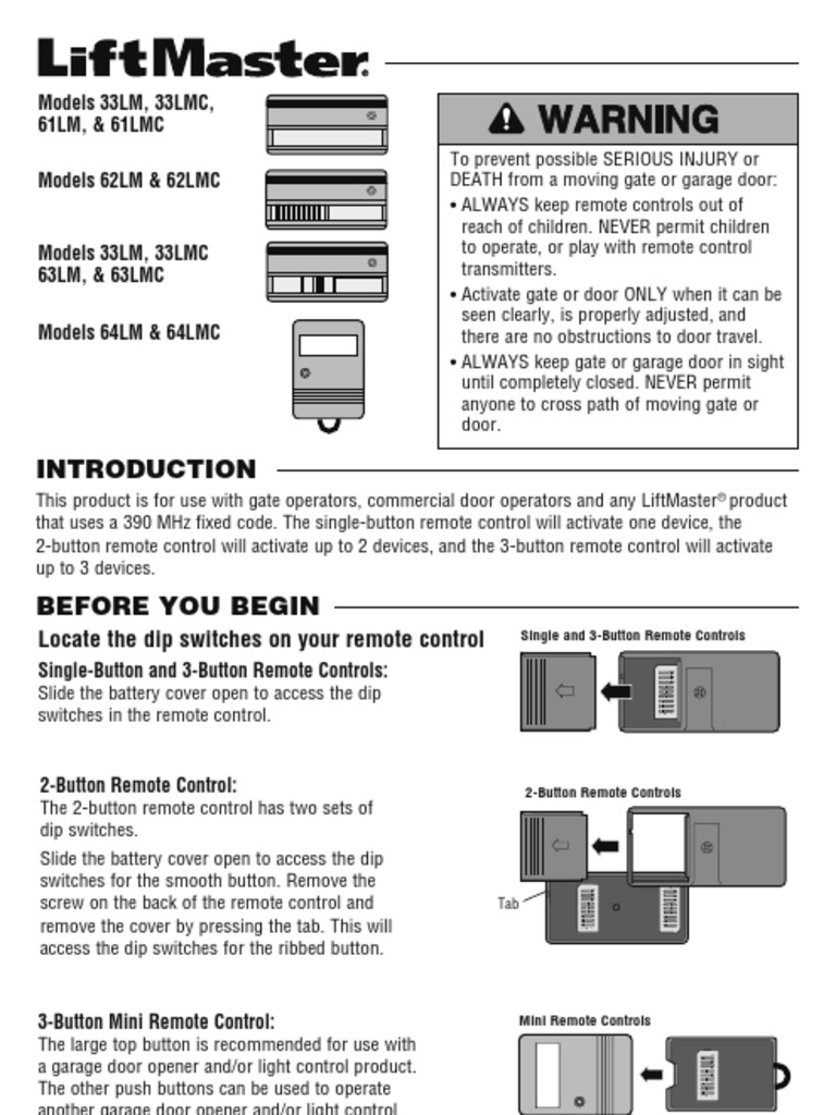 Liftmaster 33LM Manual | PDF | Remote Control | Door