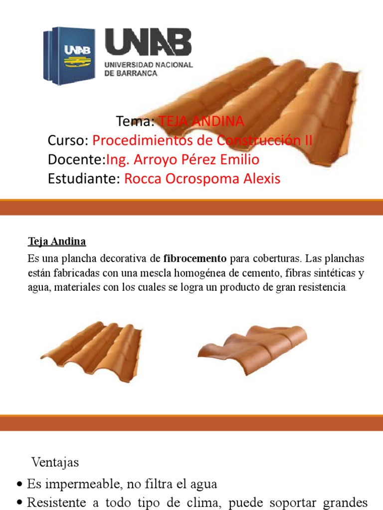Dimensiones y Ventajas de la Teja Andina | PDF | Sectores Economicos ...